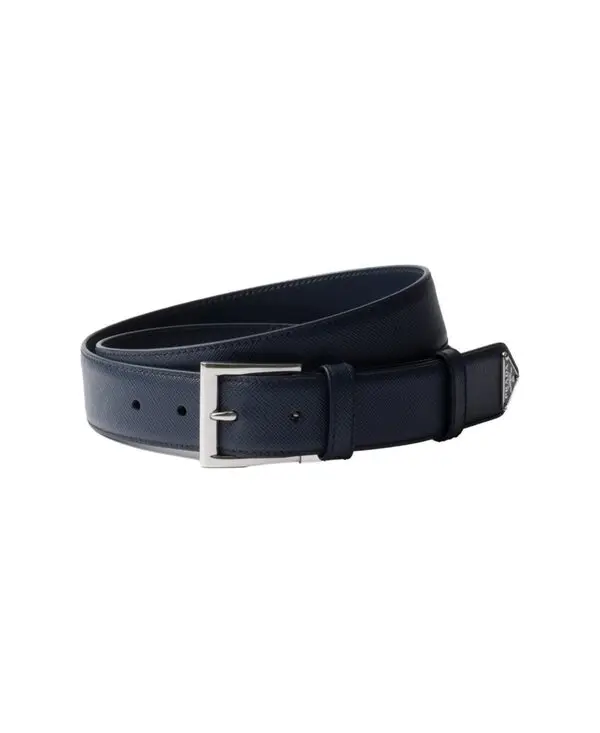 Prada Saffiano Leather Belt - Blue