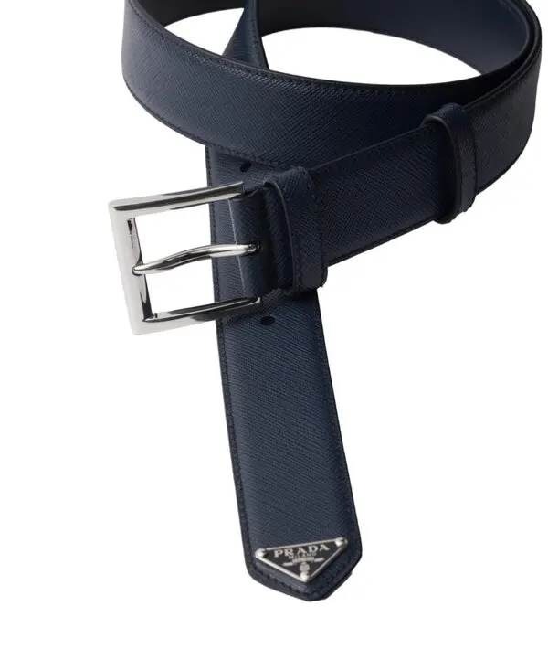 Prada Saffiano Leather Belt - Blue