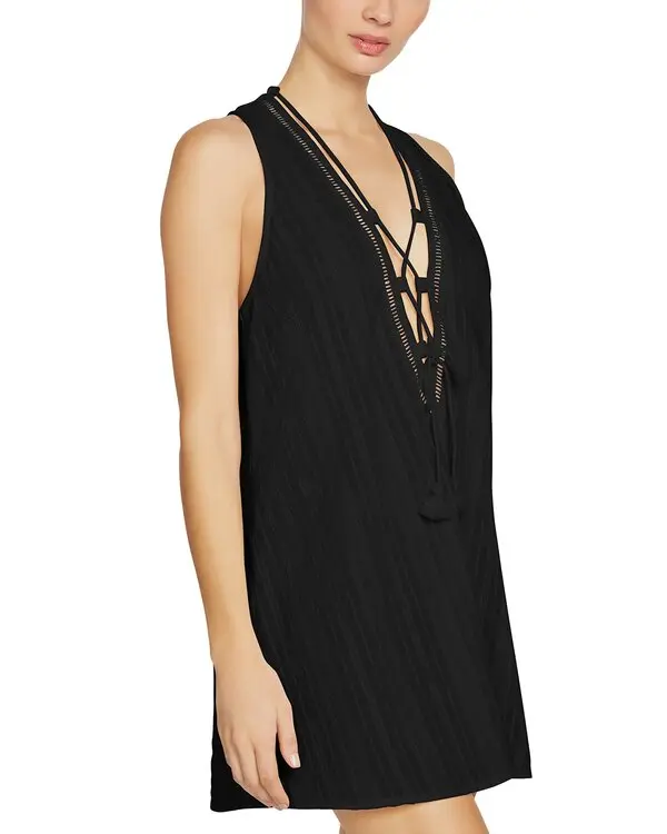 Robin Piccone Michel Lace-up Tunic Dress - Black