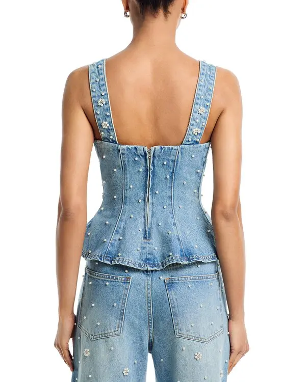 Steve Madden Fiorella Embellished Denim Top