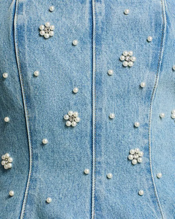 Steve Madden Fiorella Embellished Denim Top