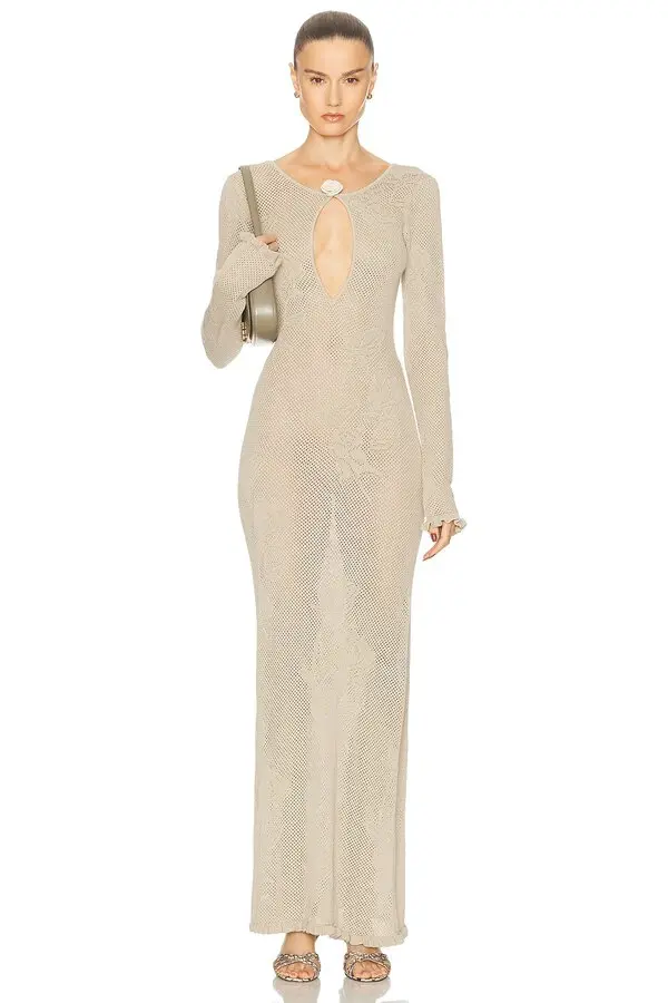 MIRROR PALAIS Rose Pointelle Knit Dress - Kitten Grey