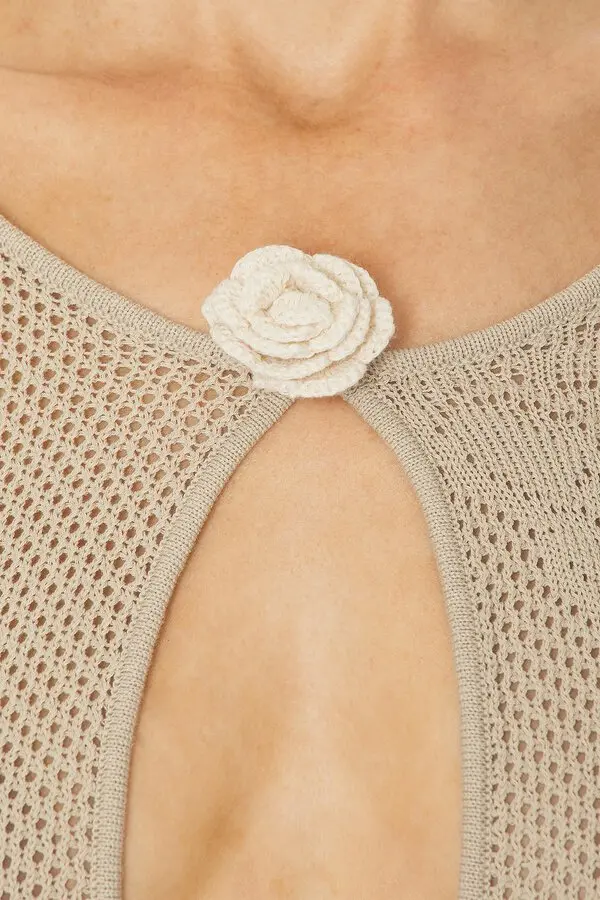 MIRROR PALAIS Rose Pointelle Knit Dress