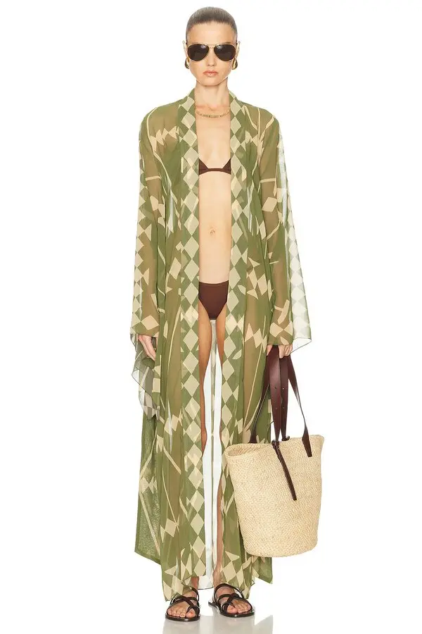 Johanna Ortiz Amazon Kimono - Green & Ecru
