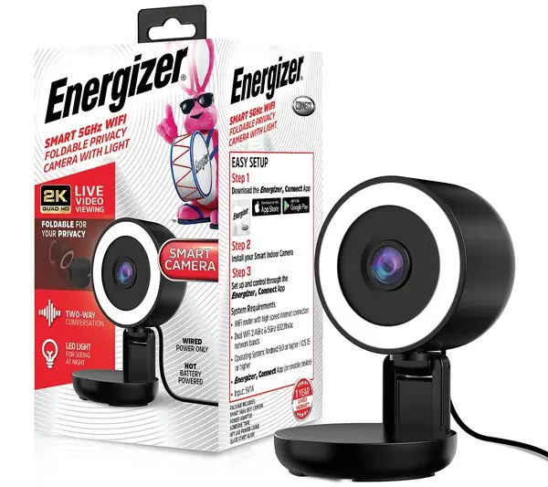 ENERGIZER Smart Wi-fi 2k Indoor Foldable Cam With Light