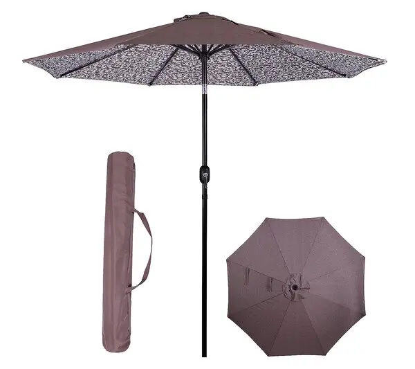 BACKYARD EXPRESSIONS 9 Ft Patio Umbrella With P Ush Button Tilt - One-color