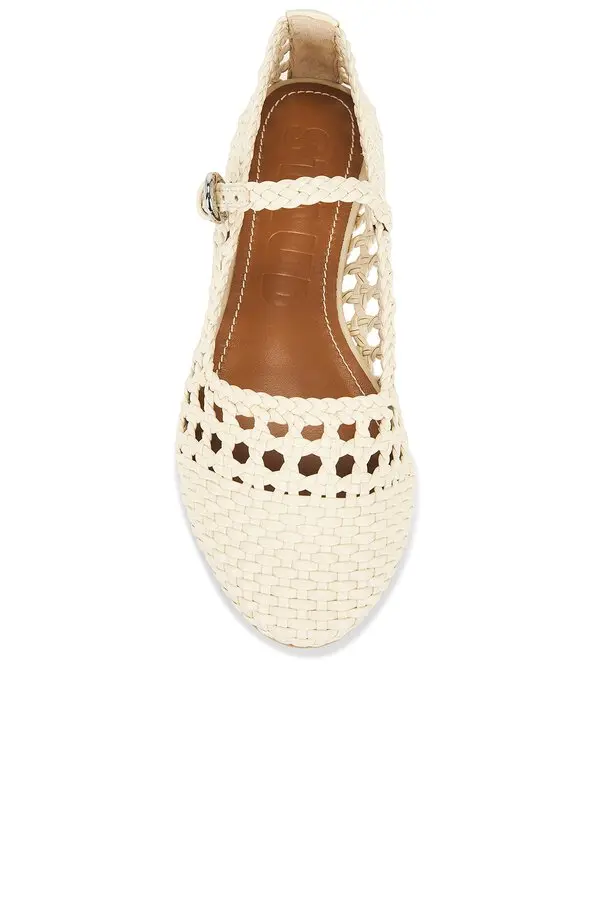 Staud Mary Jane Nell Flat - Cream