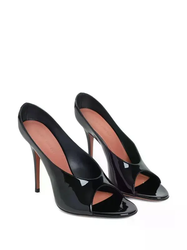 Amina Muaddi 105mm Leather Heeled Sandals