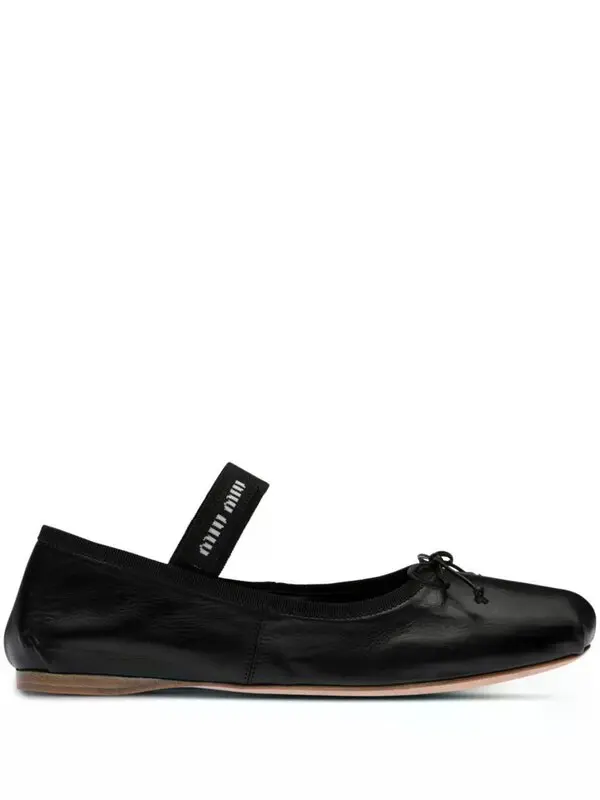 Miu Miu Logo-patch Ballerina Shoes - Black