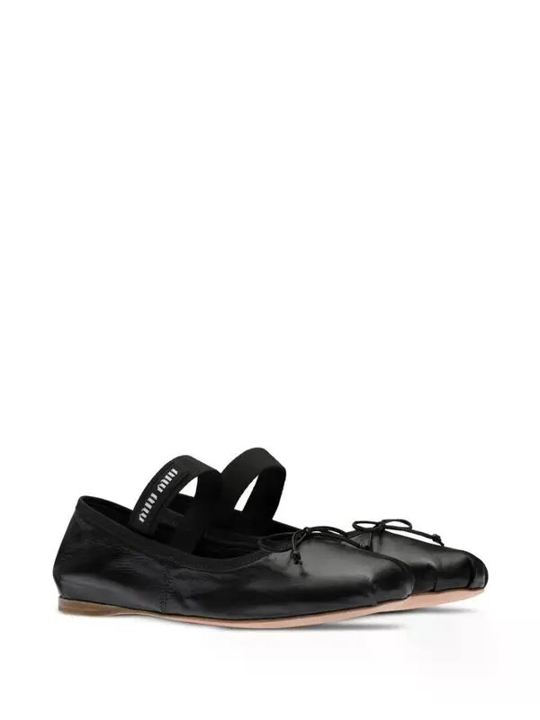 Miu Miu Logo-patch Ballerina Shoes - Black