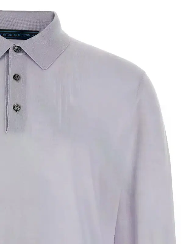 Kiton Ciro Long-cuffed Wool Polo Shirt - Blue