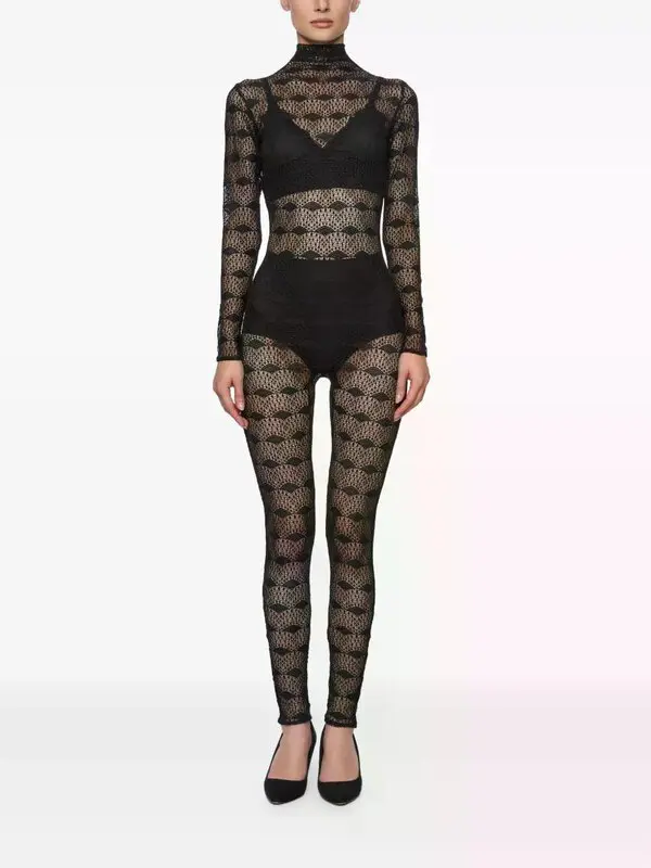 ATU BODY COUTURE Mock-neck Lace Jumpsuit - Black