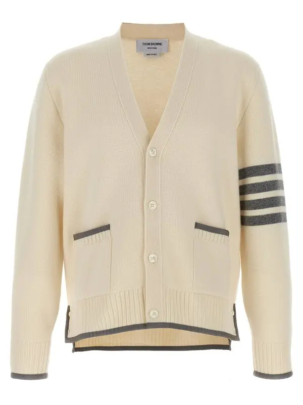 Thom Browne 4-bar Wool Cardigan - White