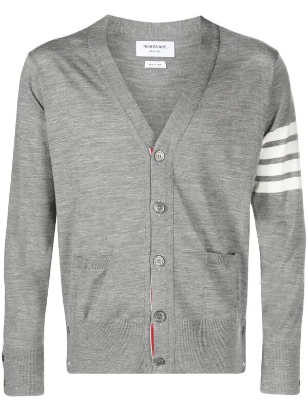 Thom Browne 4-bar Stripe Wool Cardigan - Grey