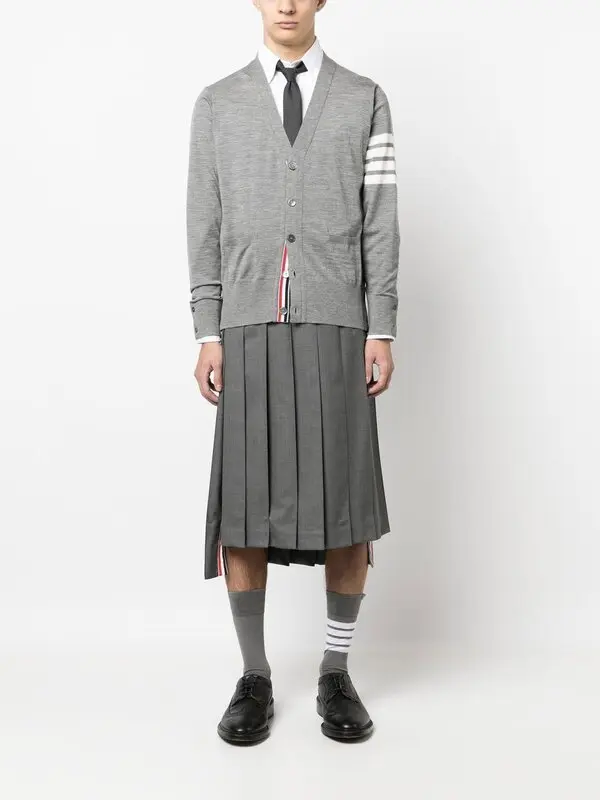 Thom Browne 4-bar Stripe Wool Cardigan - Grey