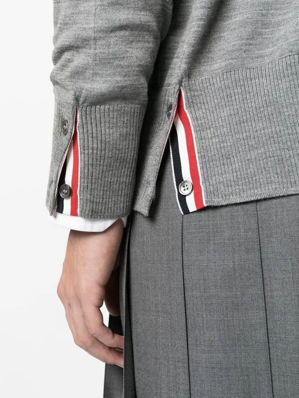 Thom Browne 4-bar Stripe Wool Cardigan - Grey