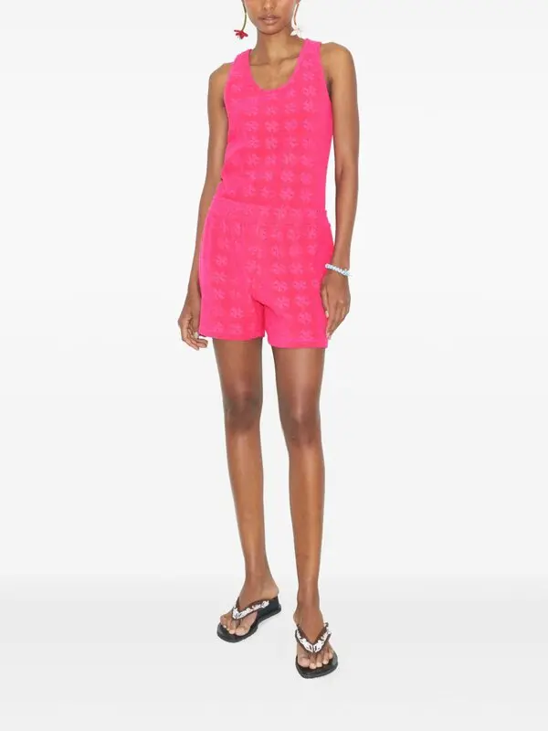 Tory Burch Cotton Logo Shorts - Fuchsia