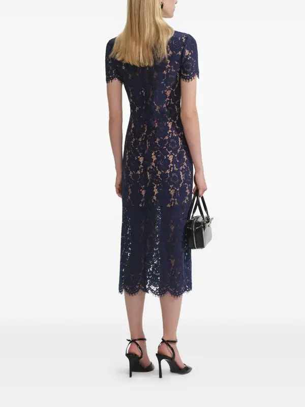 chinese dress ladies Blue Lace Satin Maxi Dress – self-portrait