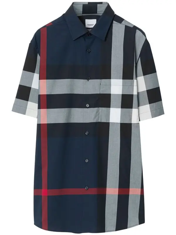 Burberry Check Cotton Shirt - Blue