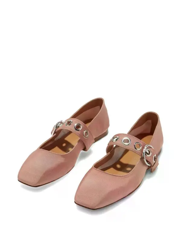 AeydĒ Eyelet-buckle Ballerina Flats