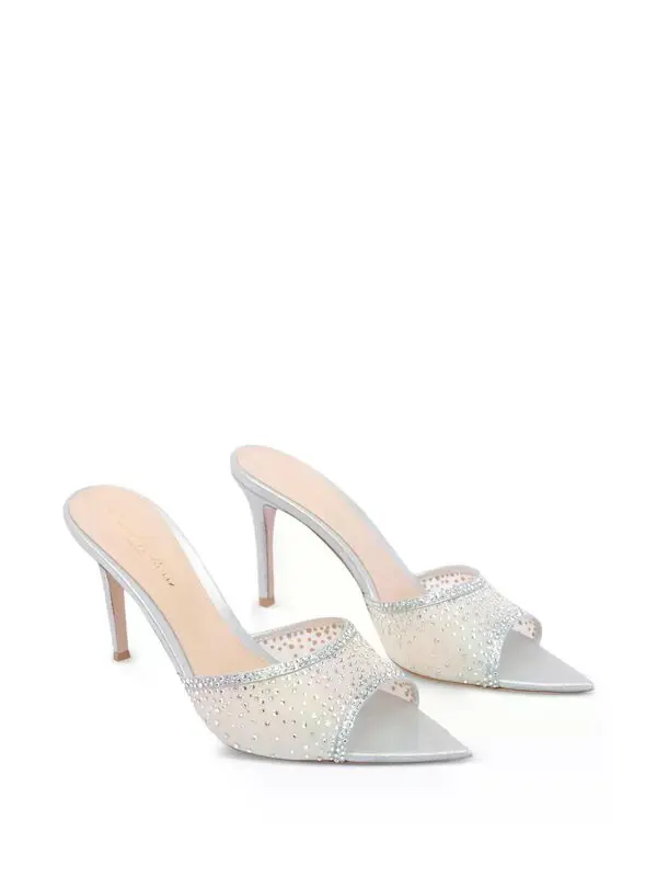 GIANVITO ROSSI 85mm Crystal-embellished Heeled Mules - Silver