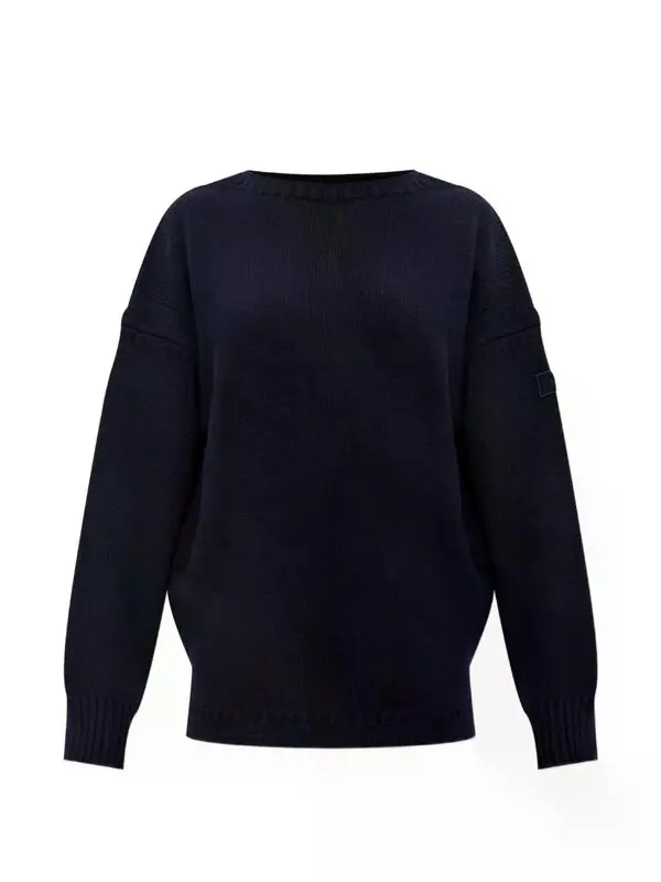 Chloé Crew-neck Sweater With Patch Logo - Blue
