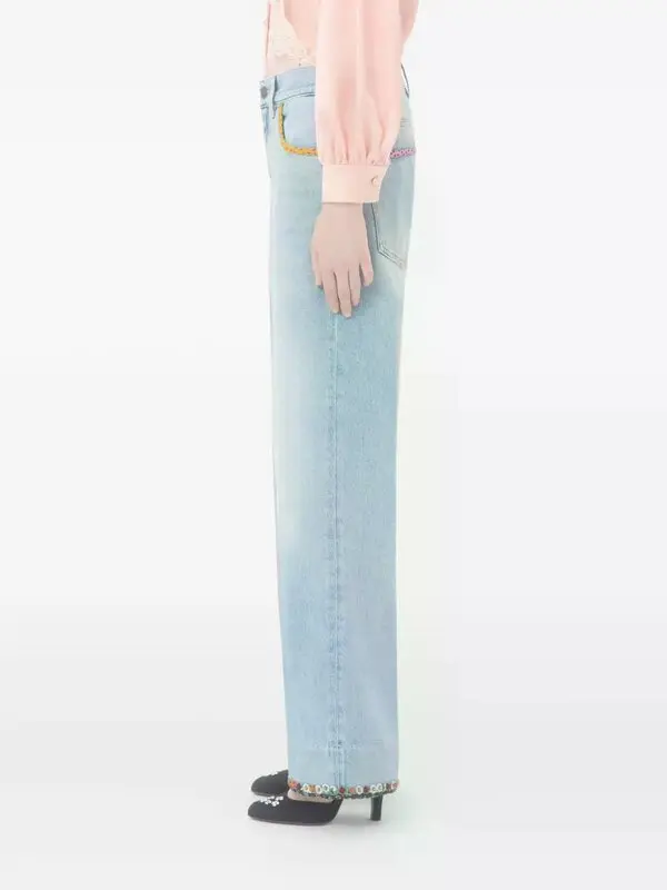 Valentino Garavani Embroidered Denim Trousers