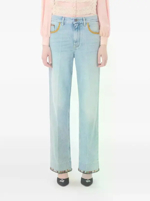 Valentino Garavani Embroidered Denim Trousers