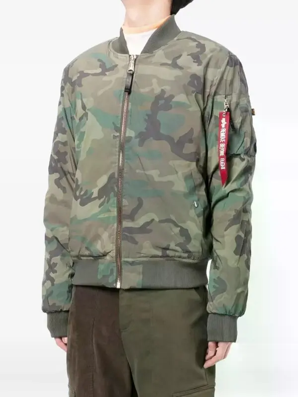 Alpha Industries Camouflage Zip-up Bomber Jacket - Green
