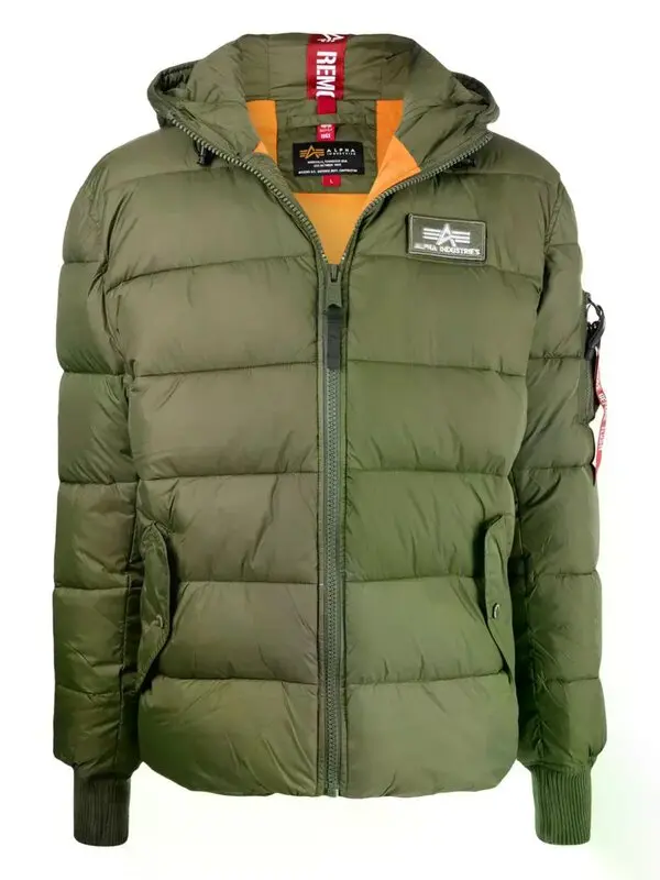 Alpha Industries Hooded Quilted Jacket - Green