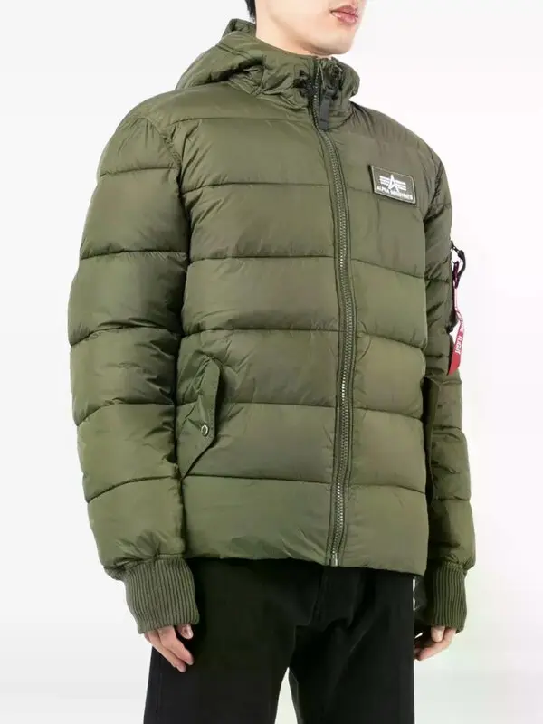 Alpha Industries Hooded Quilted Jacket - Green