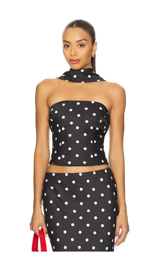 RUNAWAY THE LABEL Blaine Top - Black Polka