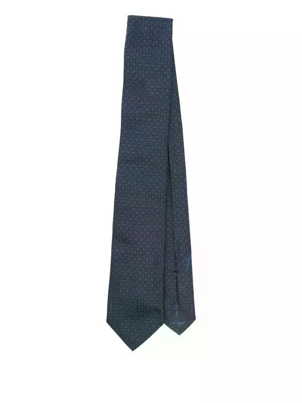 FERRAGAMO Geometric-pattern Silk Neck Tie