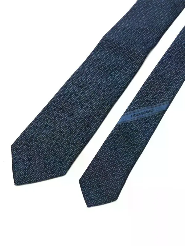 FERRAGAMO Geometric-pattern Silk Neck Tie