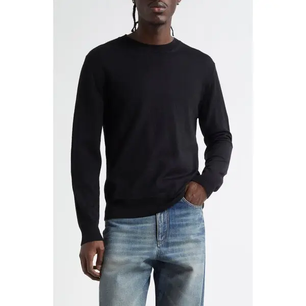 MAISON MARGIELA Leather Elbow Patch Crewneck Sweater