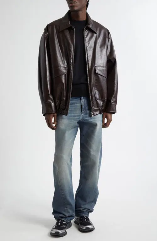 MAISON MARGIELA Leather Elbow Patch Crewneck Sweater