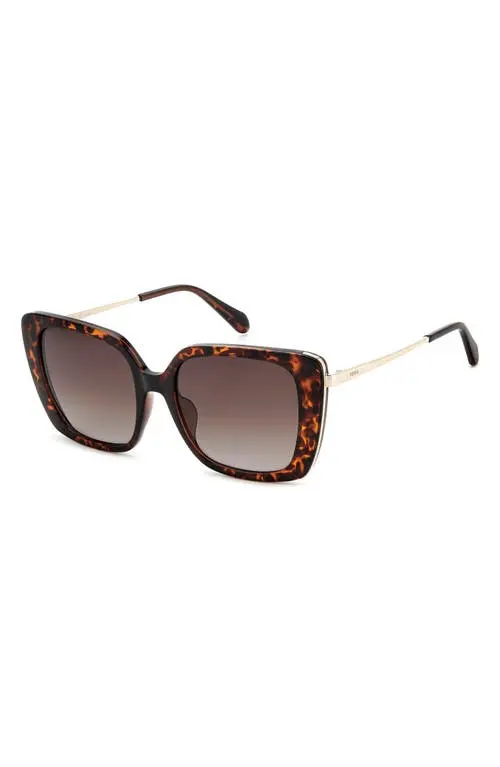 Fossil 54mm Square Sunglasses - Havana/ Brown Sf