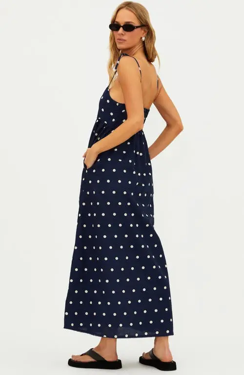 Beach Riot Valory Tie Strap Maxi Dress - Navy Polka Dot | Editorialist
