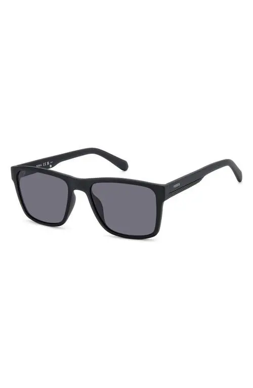 Fossil 56mm Square Sunglasses - Matte Black/ Grey