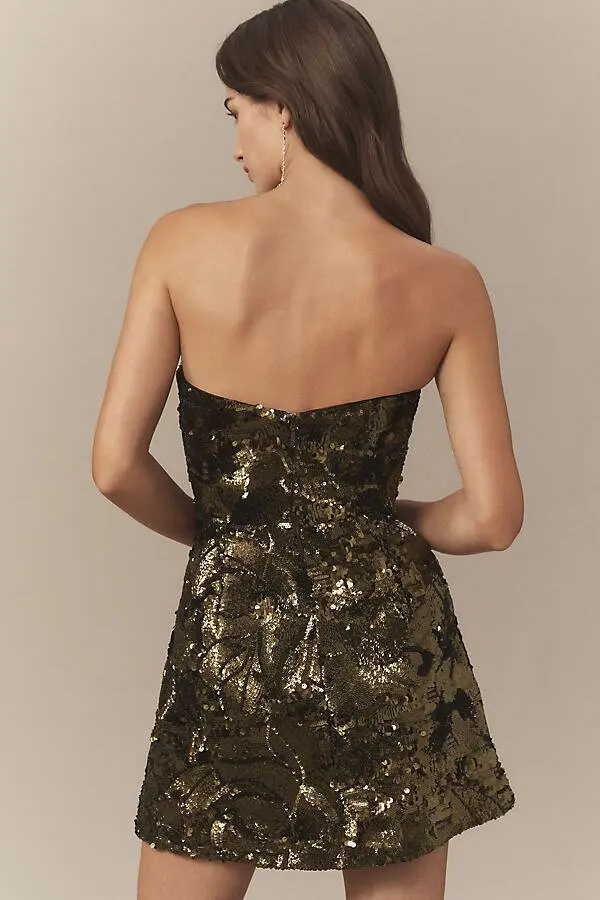 HELSI Linda Strapless Floral Sequin Mini Dress - Bronze
