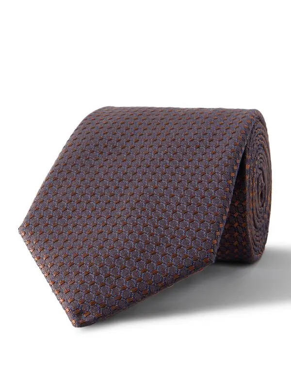 Canali 8cm Silk-jacquard Neck Tie - Burgundy