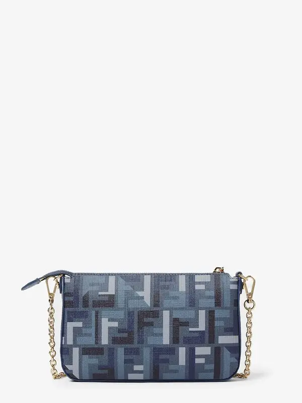 Fendi Pouch Baguette Ff Jacquard Fabric Shoulder Bag - Blue