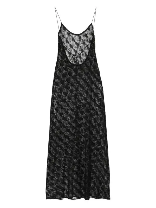 ATU BODY COUTURE Patterned Open-back Maxi Dress - Black