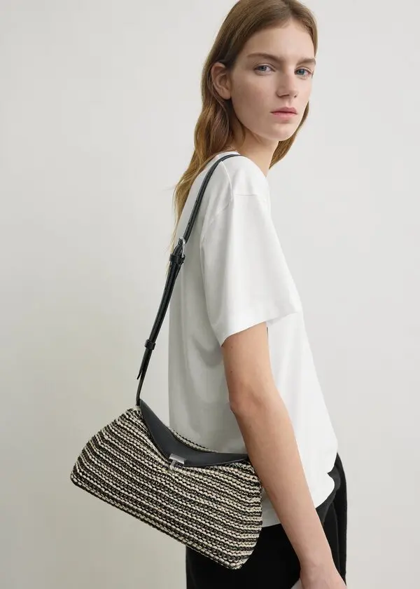TOTEME T-lock Woven-leather Clutch - Black