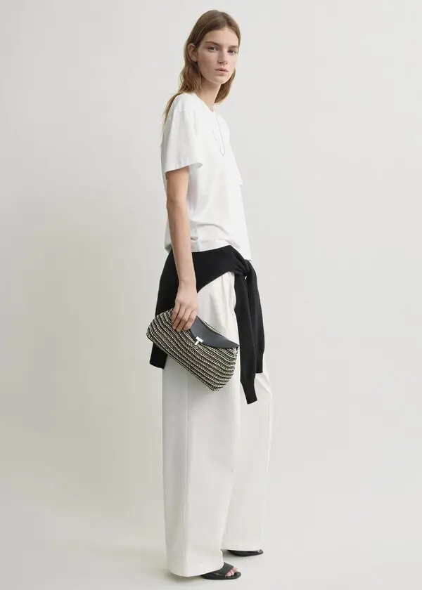 TOTEME T-lock Woven-leather Clutch - Black