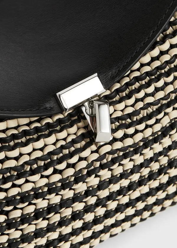 TOTEME T-lock Woven-leather Clutch - Black