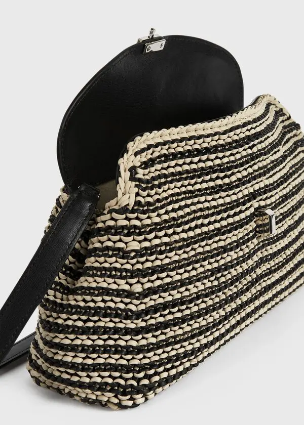 TOTEME T-lock Woven-leather Clutch - Black