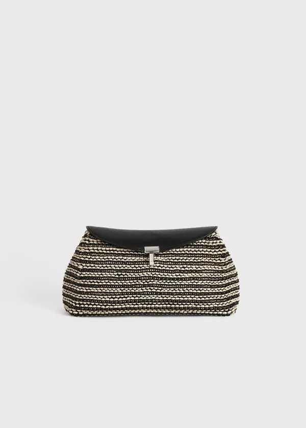 TOTEME T-lock Woven-leather Clutch - Black