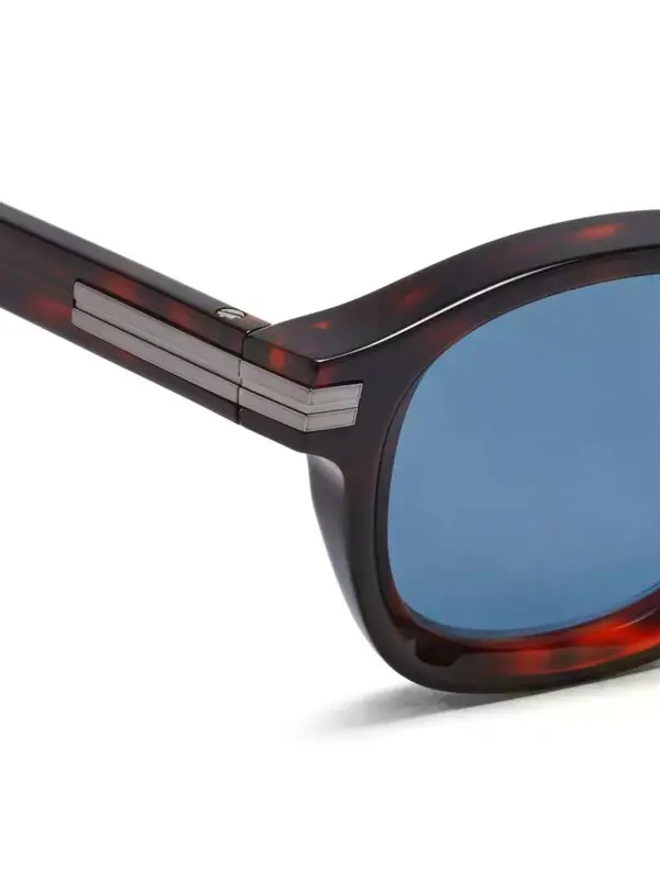 Zegna Tortoiseshell-effect Round-frame Sunglasses