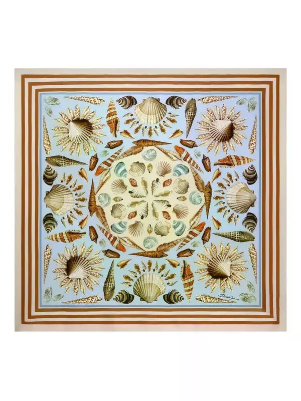Dolce & Gabbana Shell-print Silk Scarf - Blue